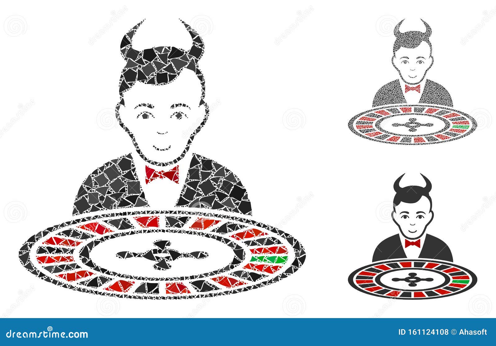 Devil Roulette Croupier Mosaic Icon of Ragged Parts Stock Vector ...