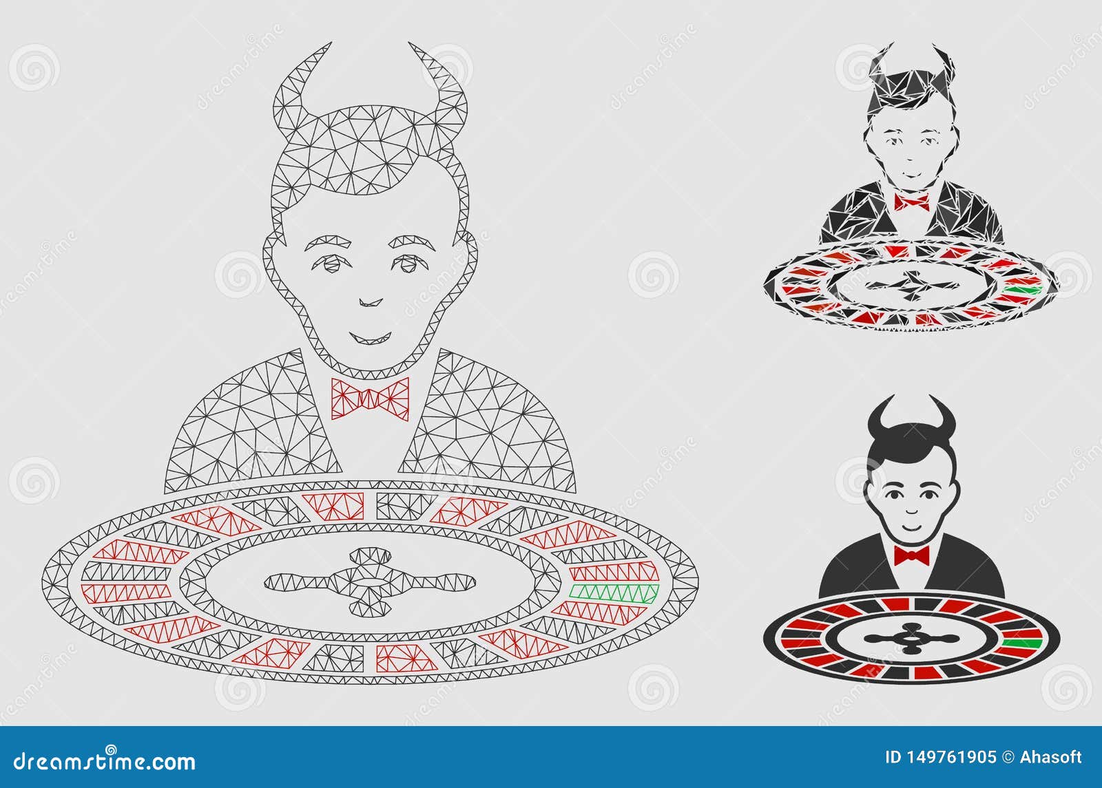 Devil Roulette Croupier Vector Mesh 2D Model and Triangle Mosaic Icon ...