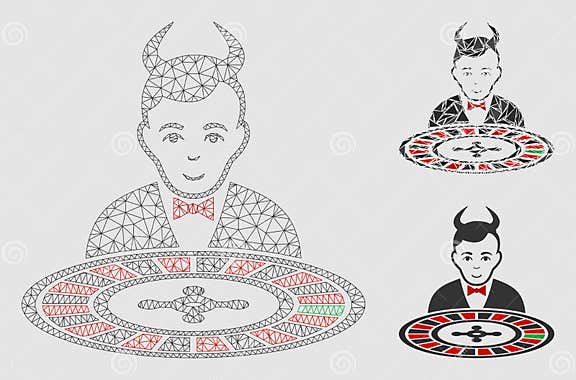 Devil Roulette Croupier Vector Mesh 2D Model and Triangle Mosaic Icon ...
