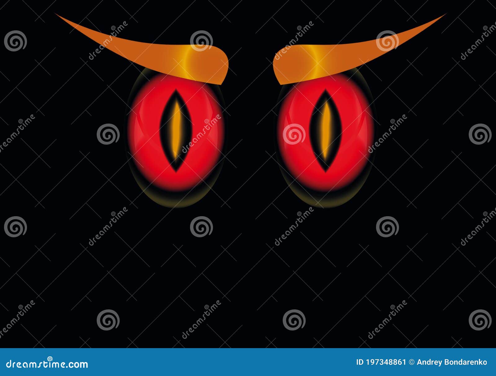 Devil`s eyes in the dark stock vector. Illustration of glow - 197348861