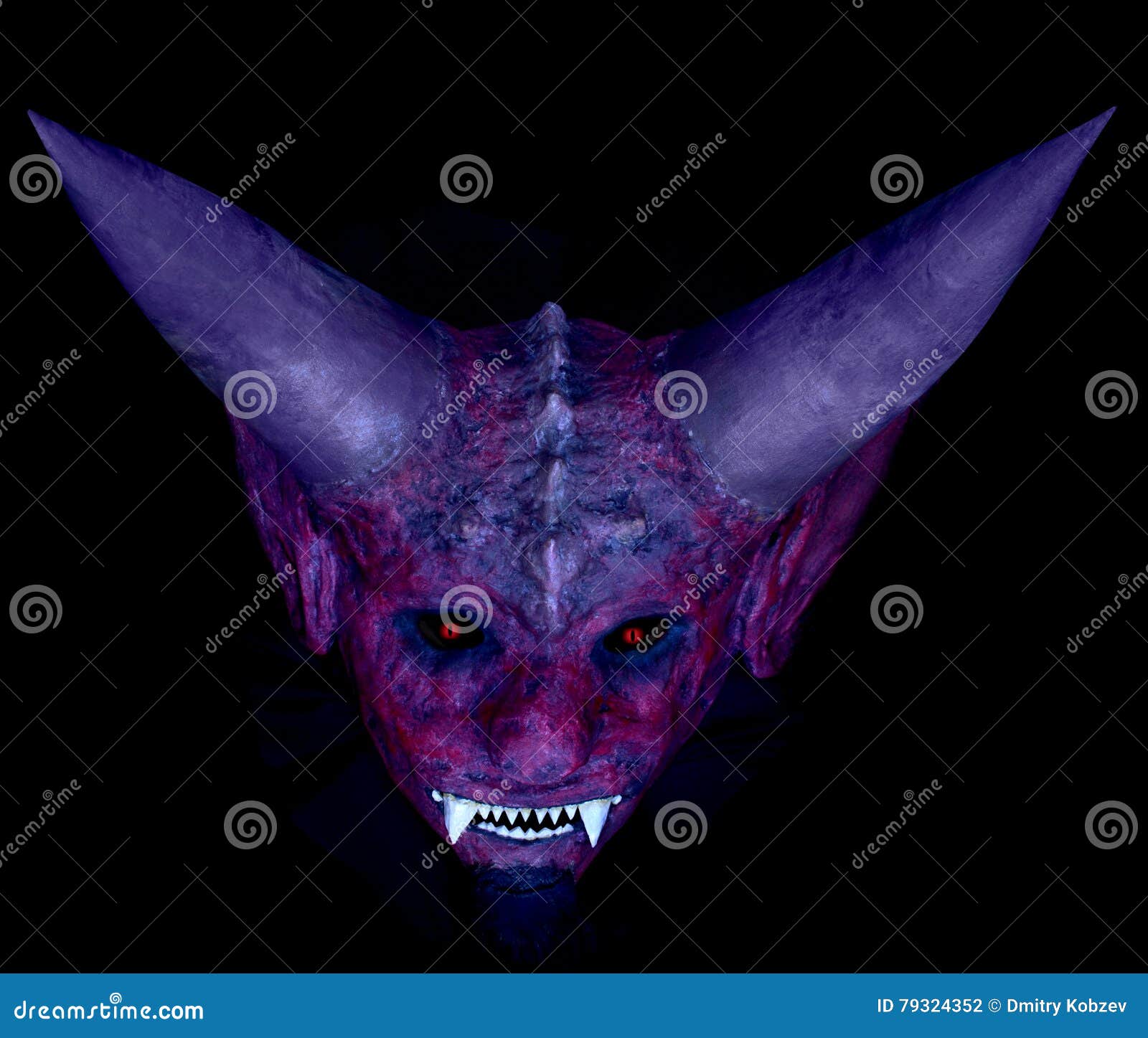Devil S Head on a Black Background Stock Photo - Image of mythical ...