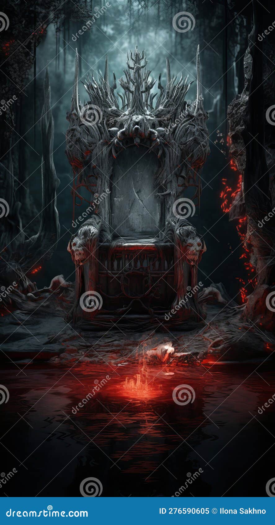 Devil S Throne in a Dark Forest River of Blood Stock Illustration - Illustration of isolated ...