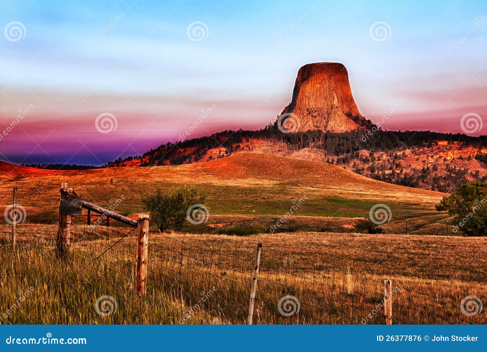 Devils Tower During Sunrise Sunset