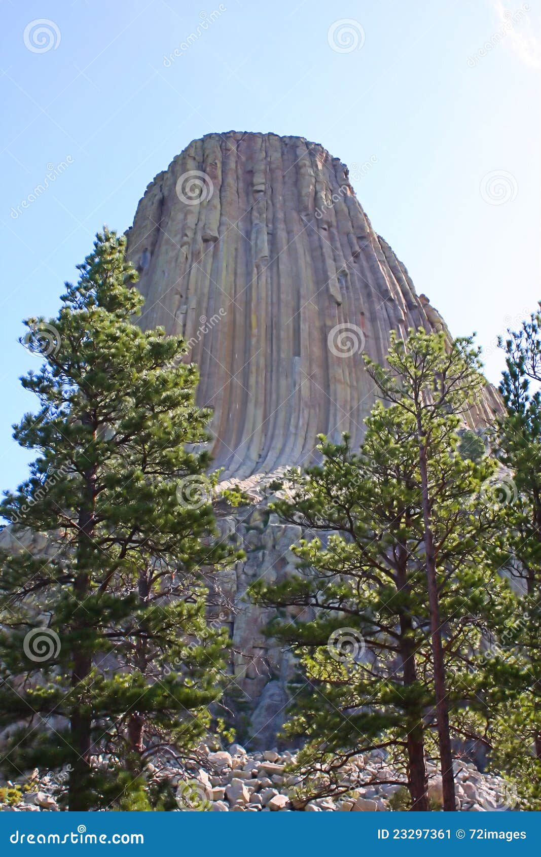 Devil S Tower through Trees Stock Image - Image of vacation, close ...