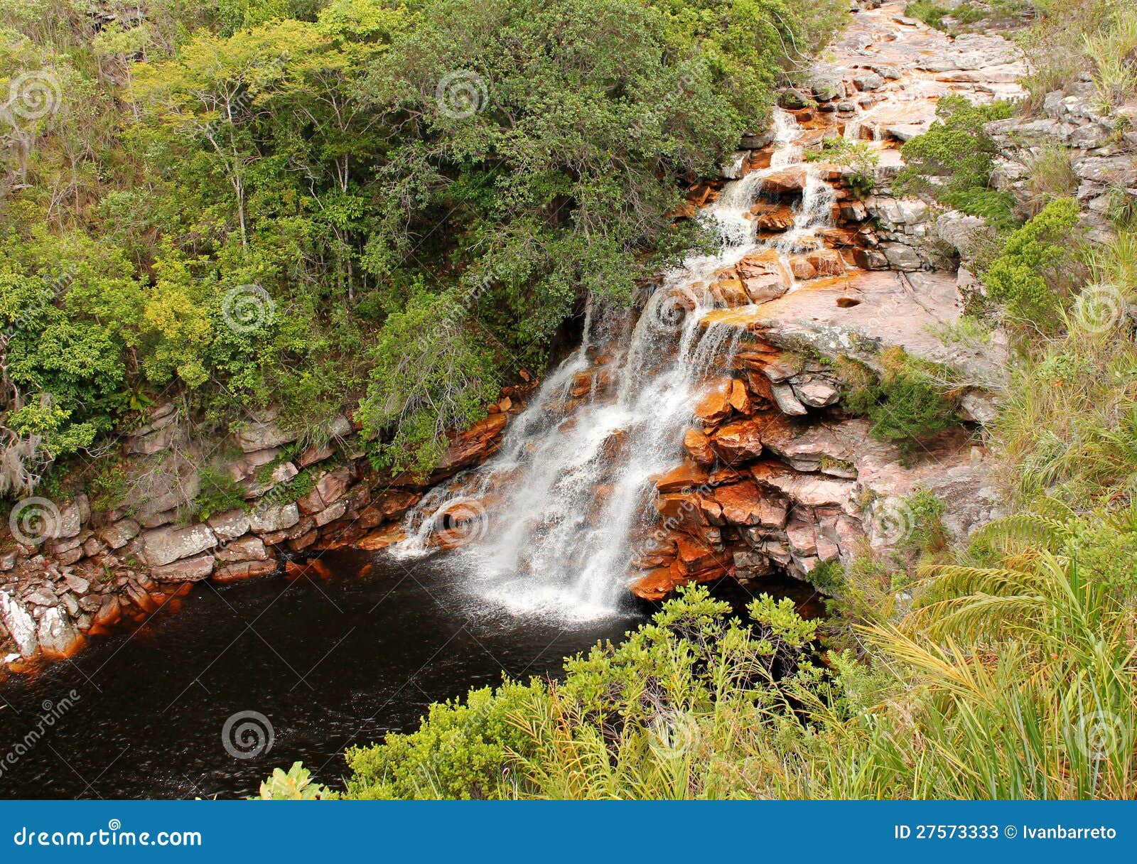 Devil S Waterfall in Chapada Diamantina, Brazil. Stock Image - Image of ...