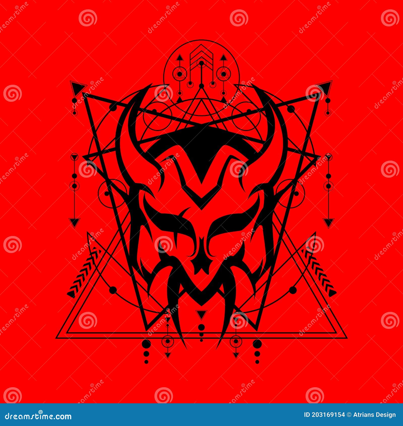 Devil Sacred Geometry in Red Background, Can Use for Tattoo, Logo, and ...