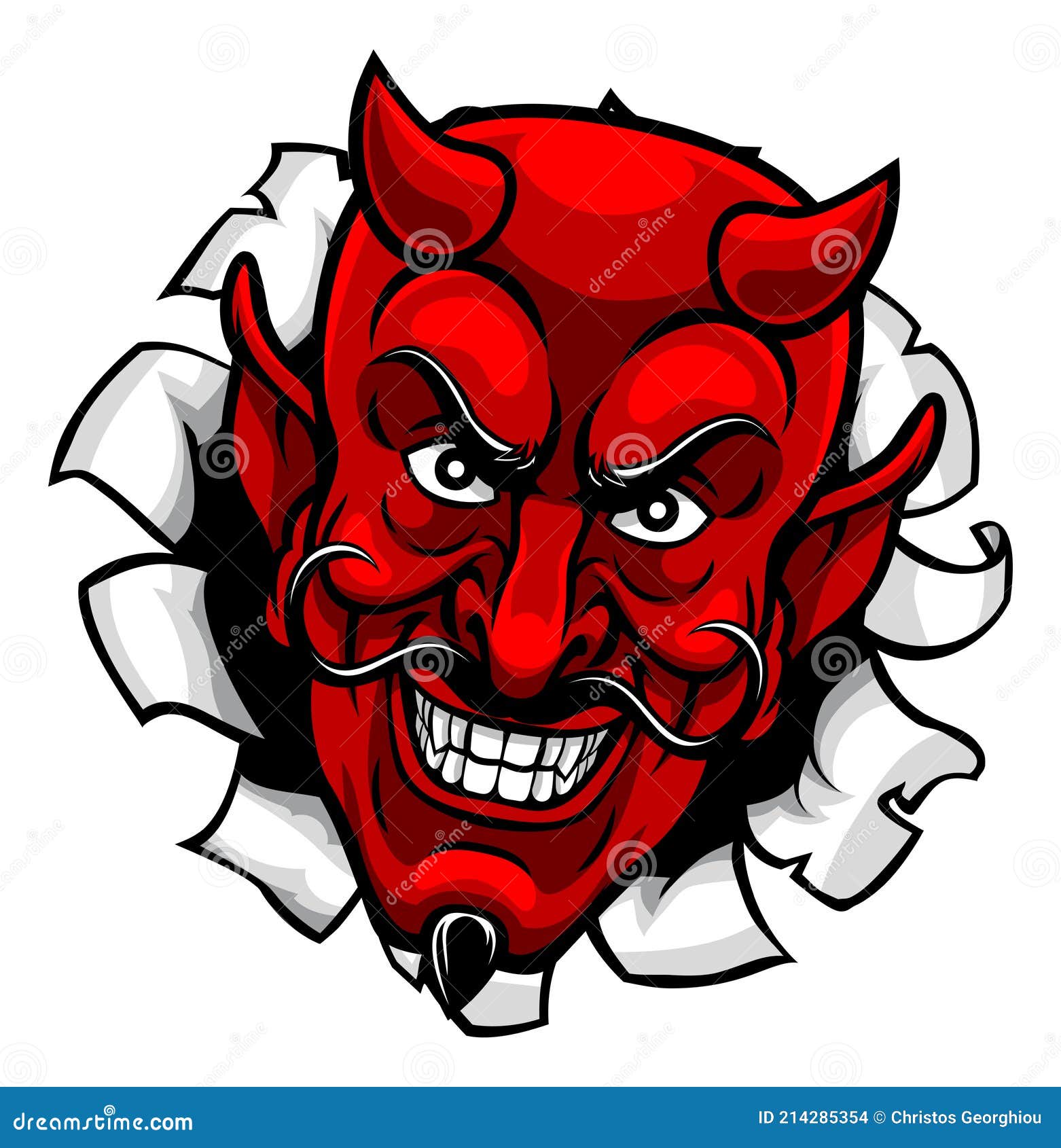 Satan Face In Profile With Bared Teeth. Logo For Any Sport Team Cartoon ...