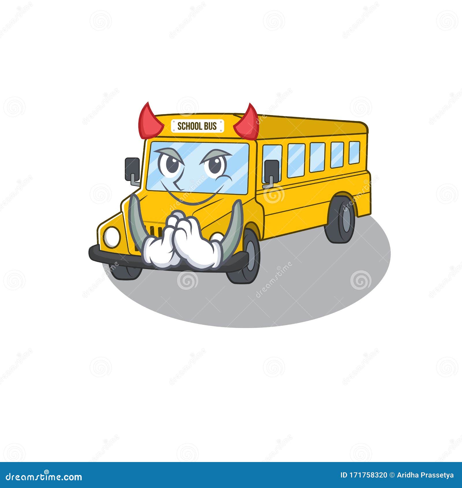 Devil School Bus Cartoon in Character Design Stock Vector ...