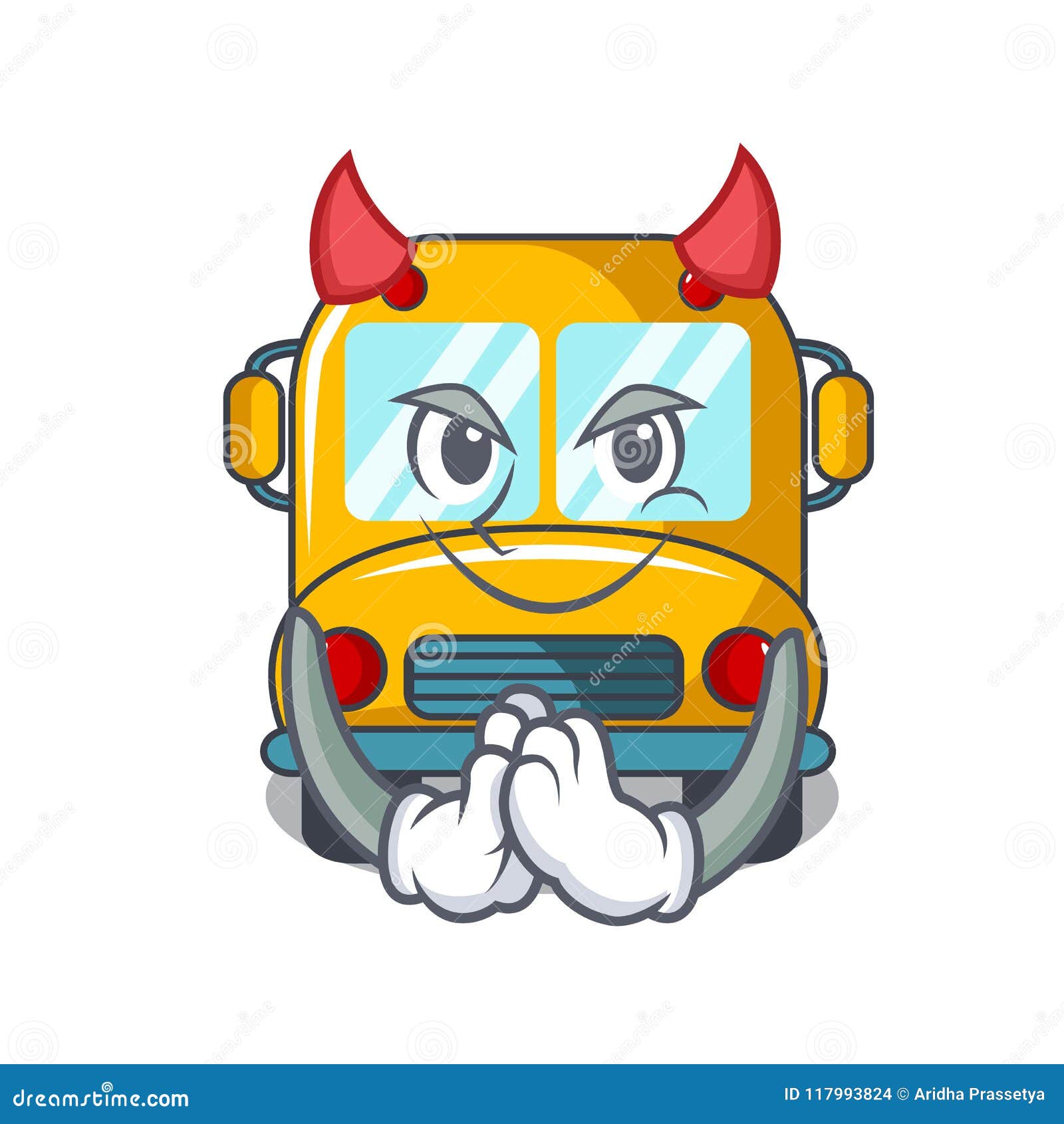 Devil School Bus Mascot Cartoon Stock Vector - Illustration of fiend ...