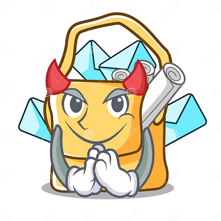 Devil Singing Mail Bag Character on Table Front Stock Vector ...