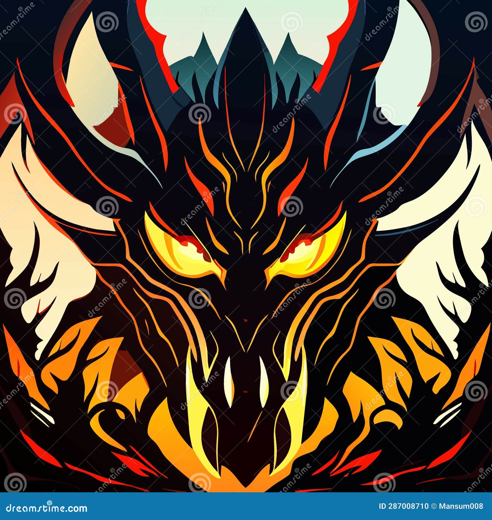 Devil Skull with Fire Flames in the Hell Stock Illustration ...