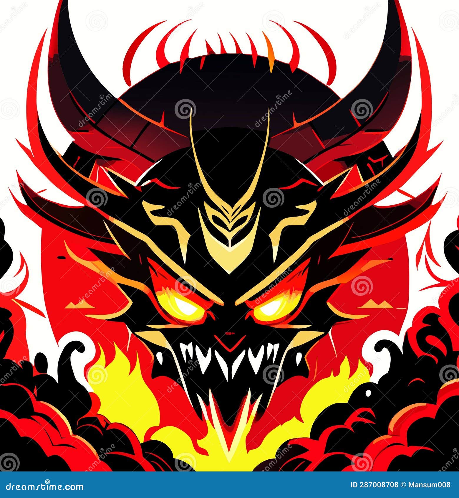 Devil Skull with Fire Flames in the Hell Stock Illustration ...