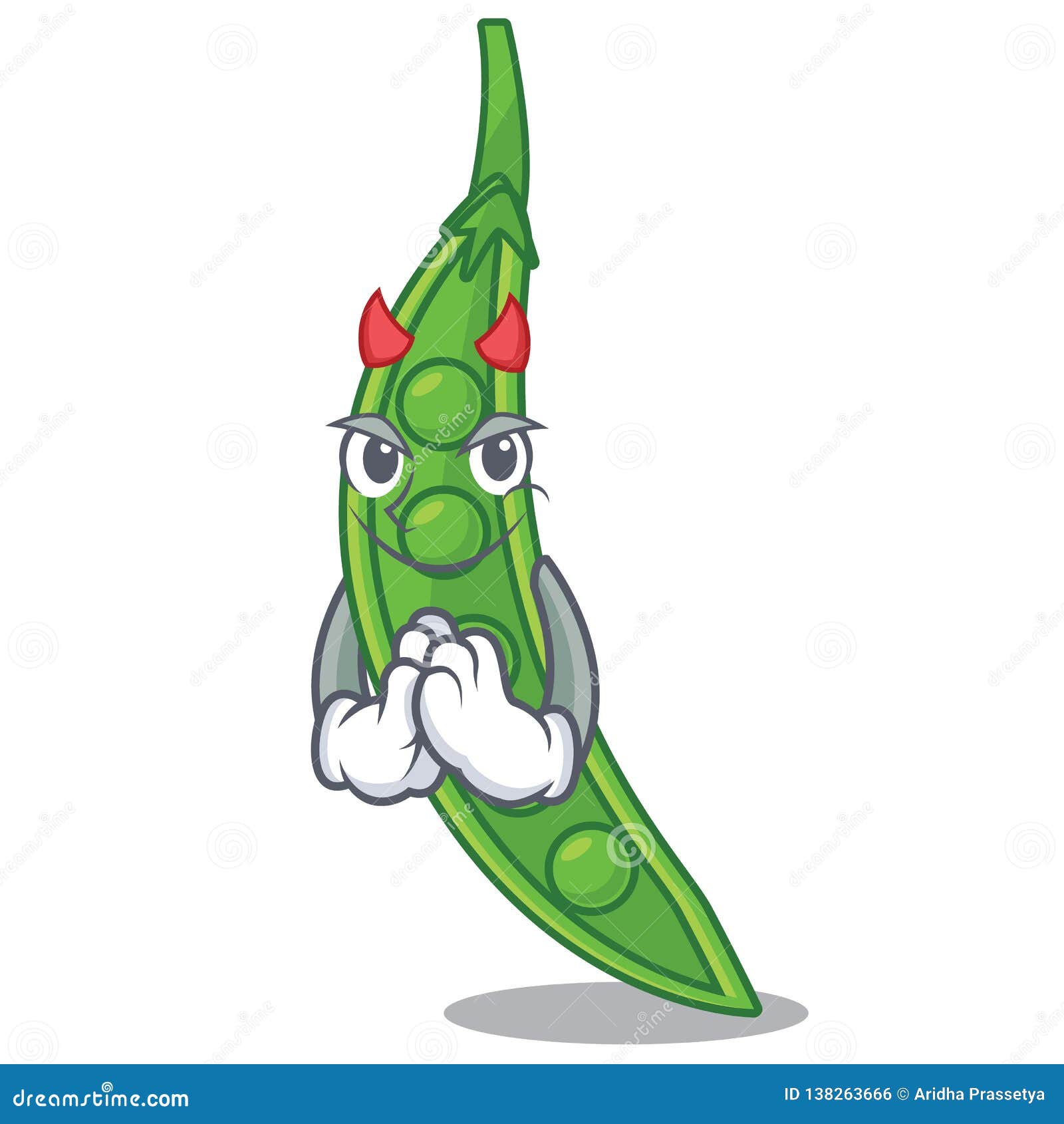 Devil Snow Pea in a Cartoon Basket Stock Vector - Illustration of angry ...