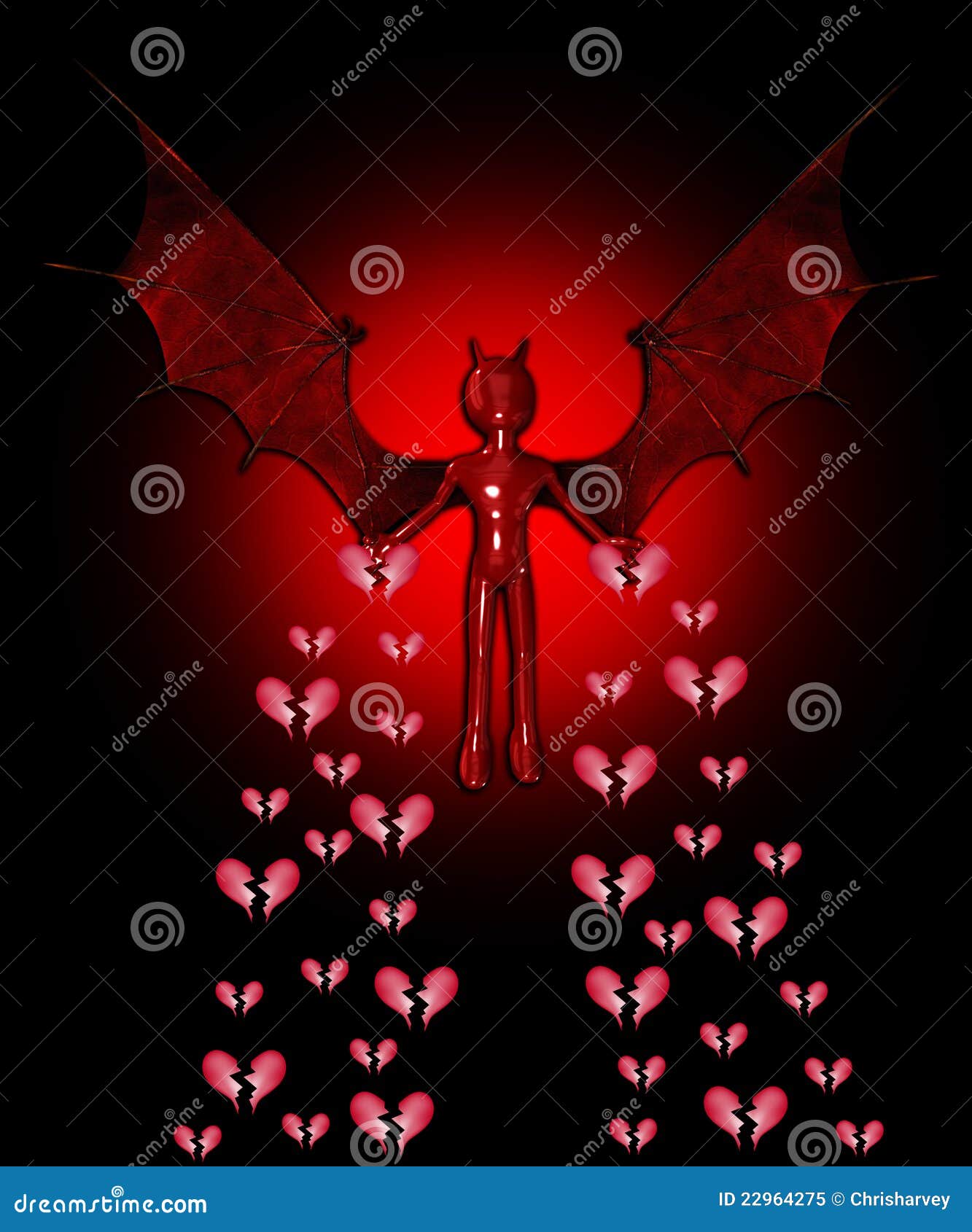 Devil Spreading the Heartbreak Stock Illustration - Illustration of ...