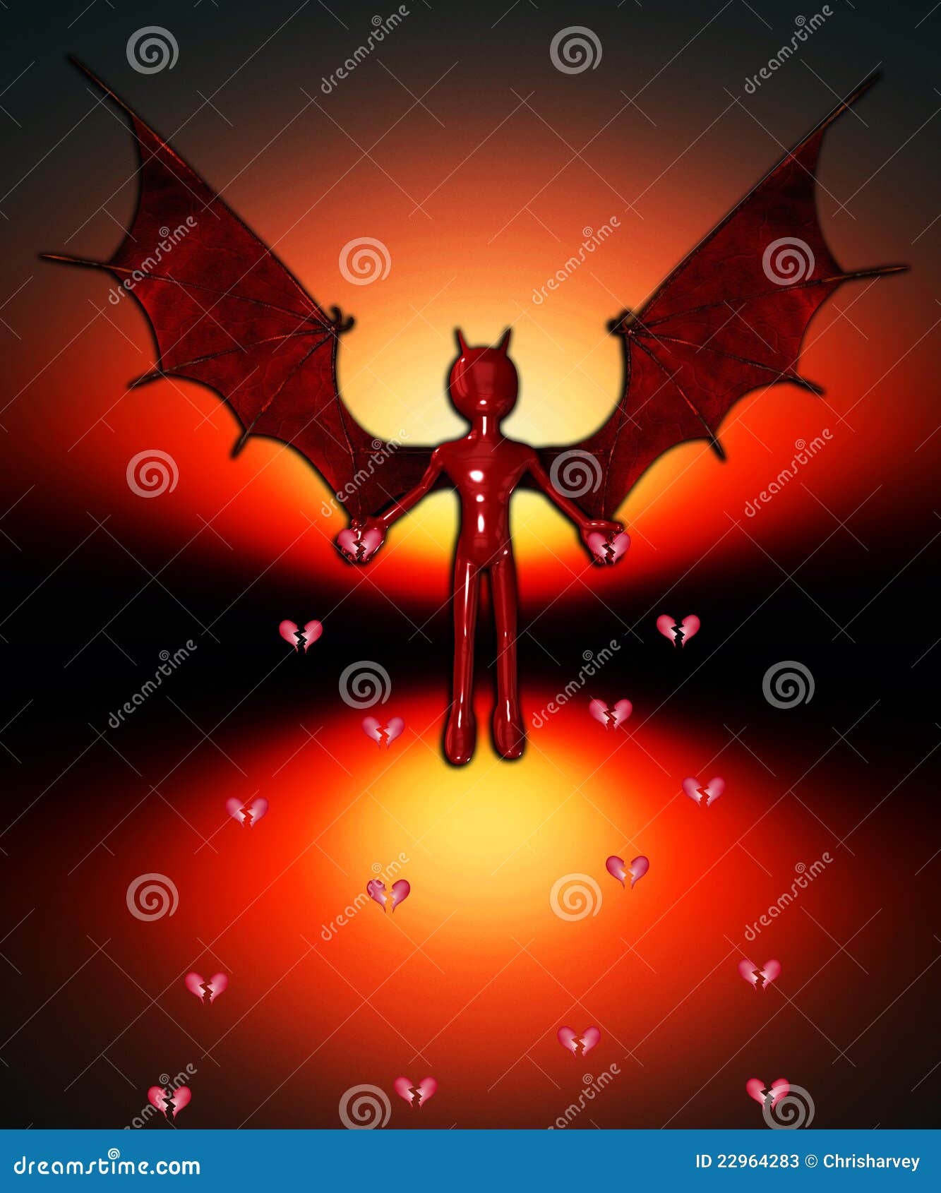 Devil Spreading the Heartbreak Stock Illustration - Illustration of ...