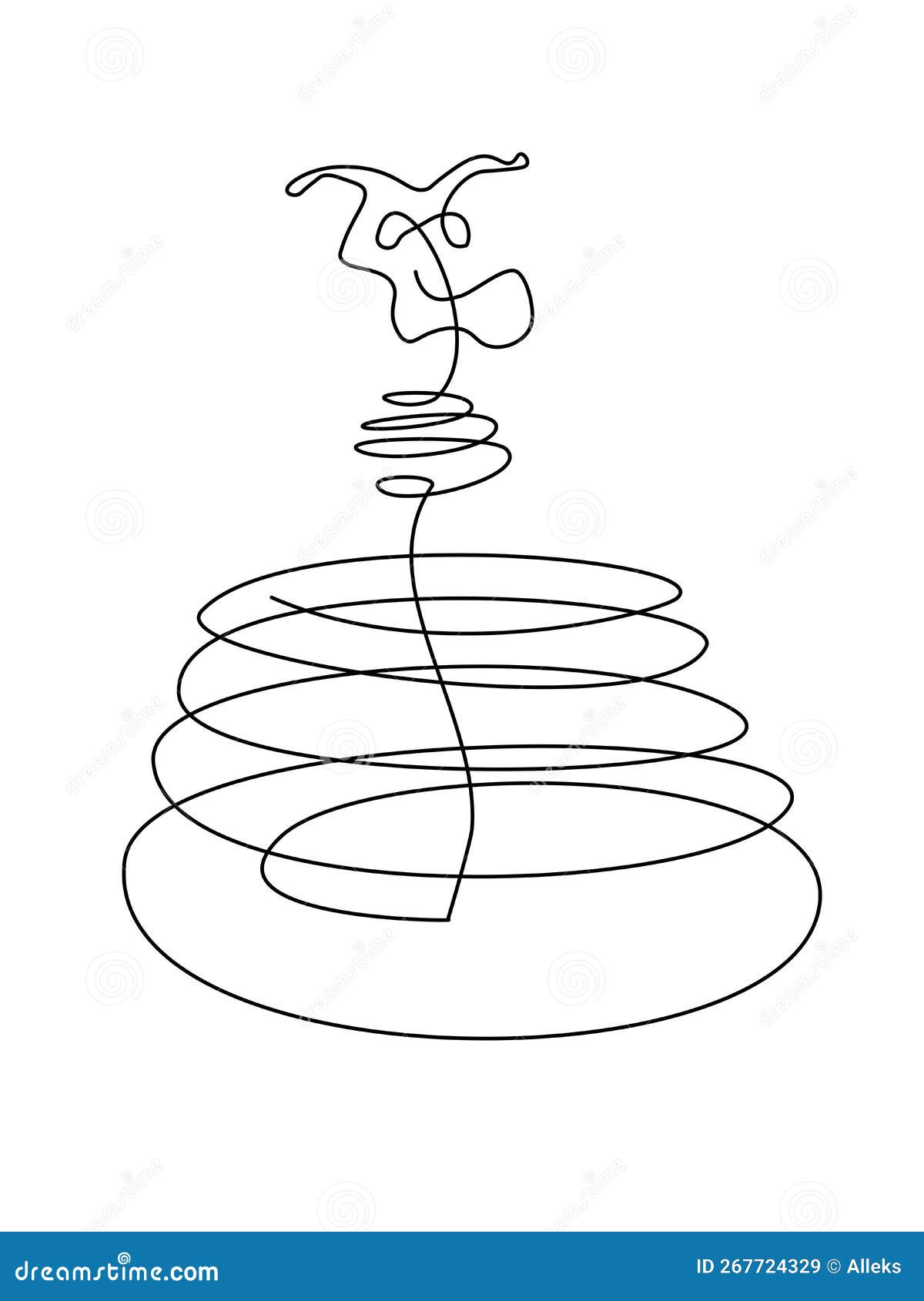 Devil on the Spring. Stylized Image of Popular Toy. Continuous One Line ...