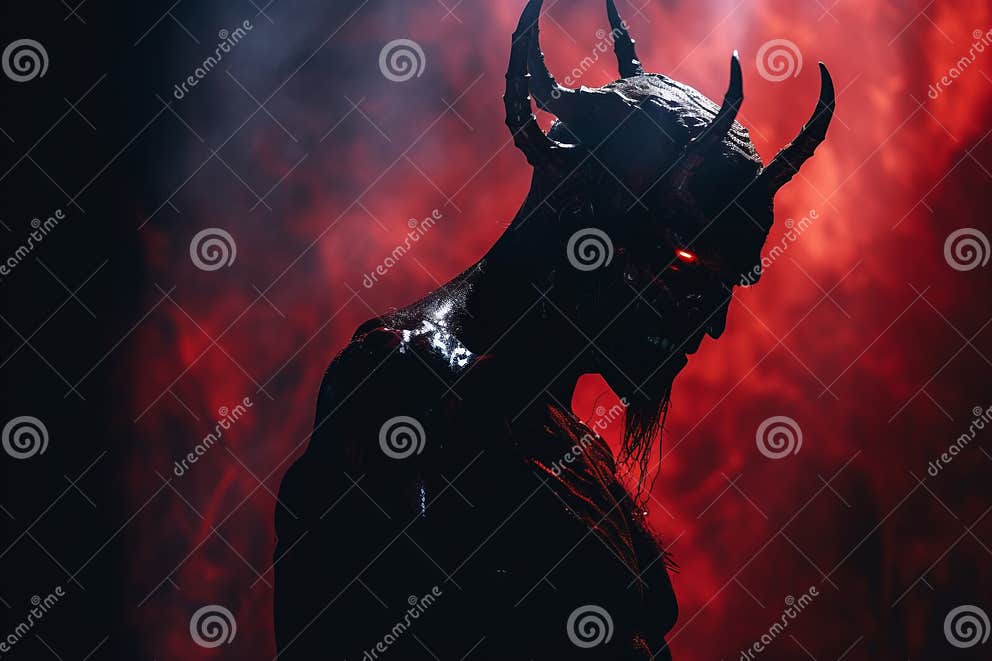 The Devil is Standing in Front of a Red and Black Background Stock ...