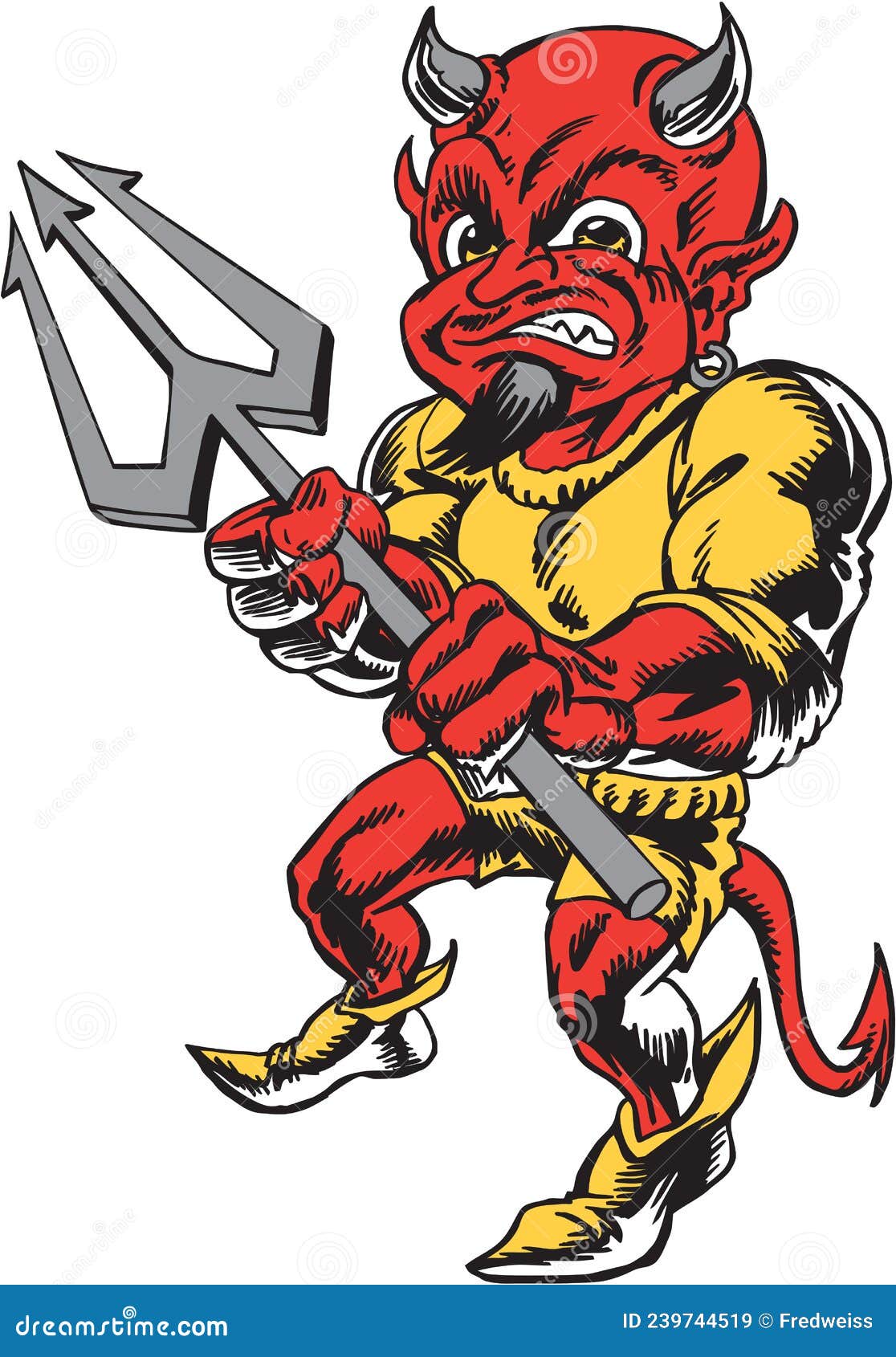 Devil Standing with Pitch Fork Vector Illustration Stock Vector ...