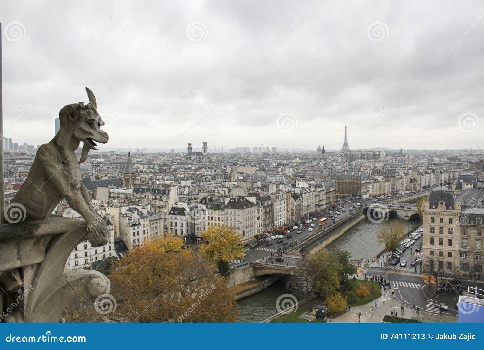 Devil Statue Watching Paris Stock Image - Image of architecture, eiffel ...