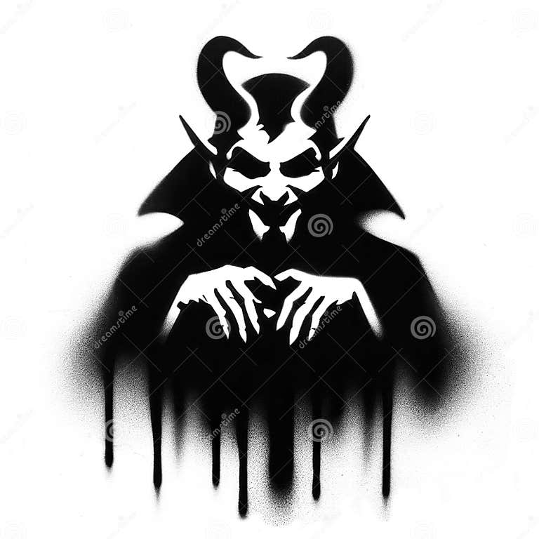 A Devil in Stencil-art Style,black and White Stock Illustration ...