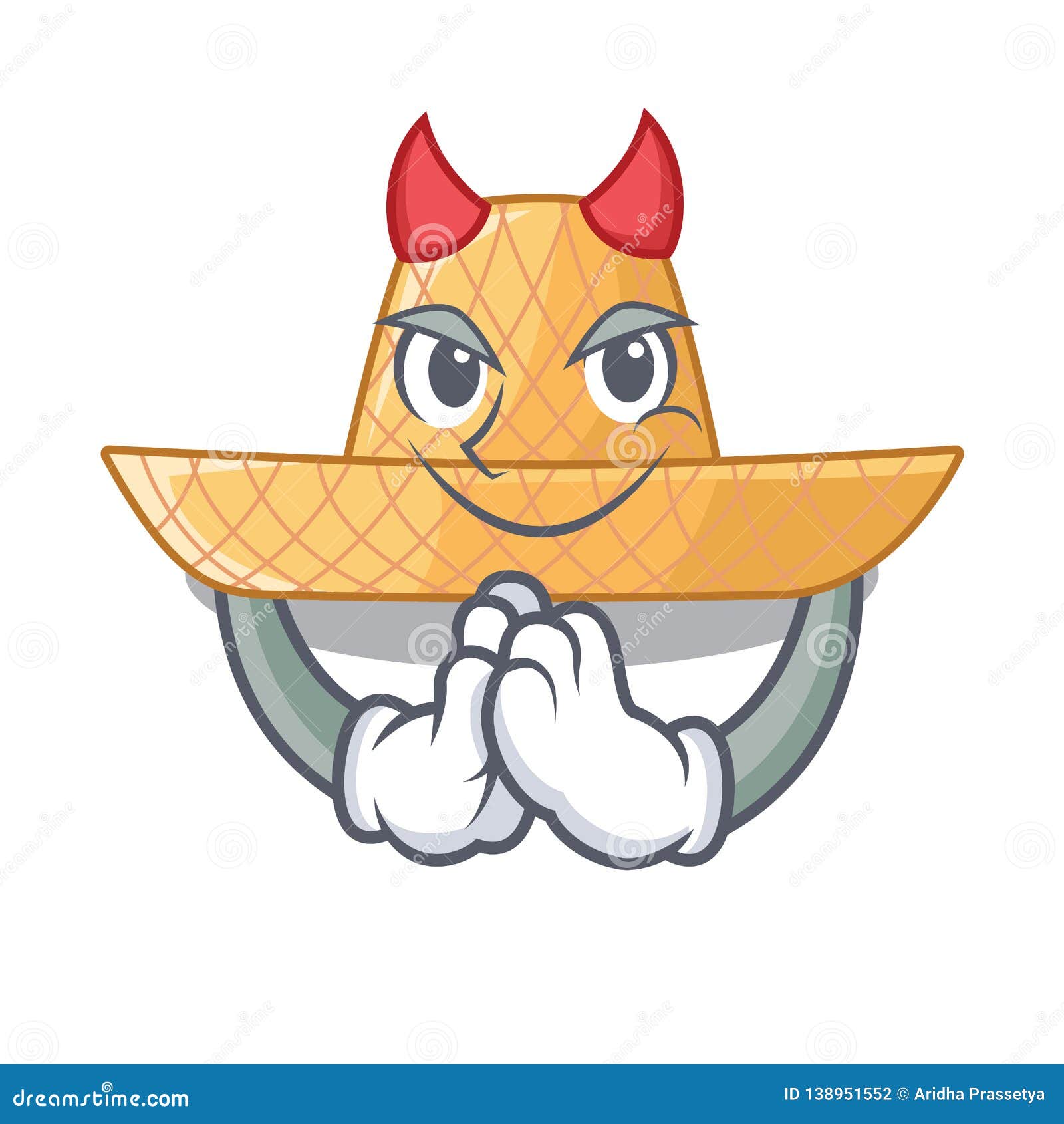 Devil Straw Hat in a Wooden Cartoon Stock Vector - Illustration of ...