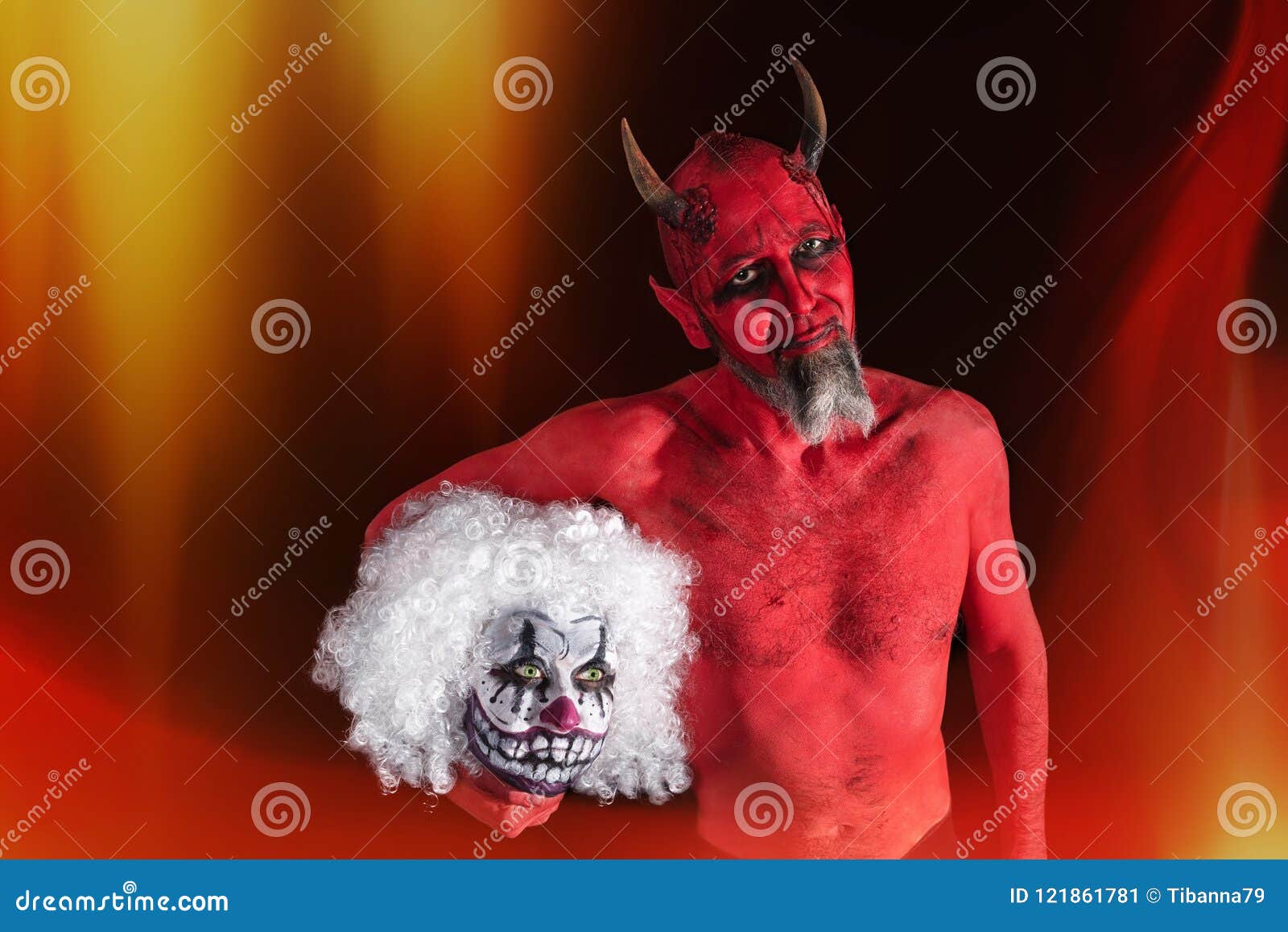 Devil and Sugar Skull in Hell Fire Stock Image - Image of head, fire ...