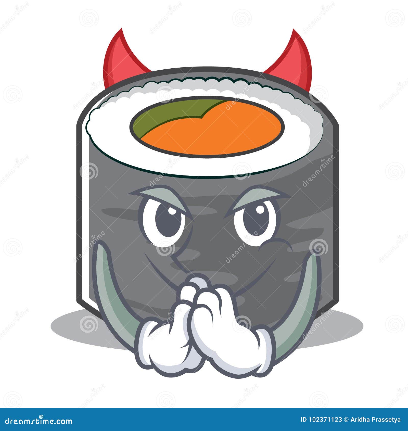 Devil Ika Sushi In The Cartoon Shape Vector Illustration ...
