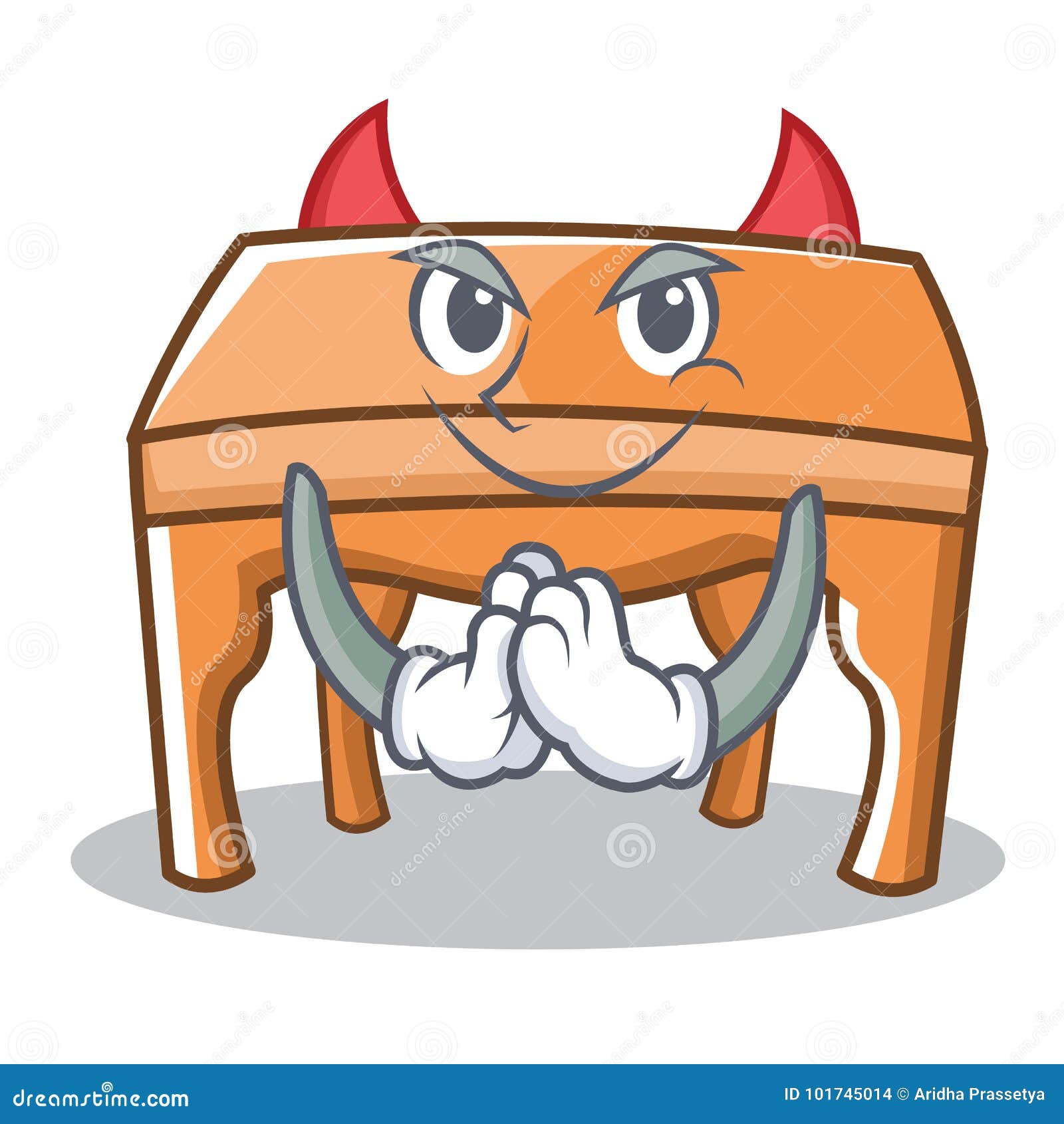 Devil Table Character Cartoon Style Stock Vector - Illustration of ...