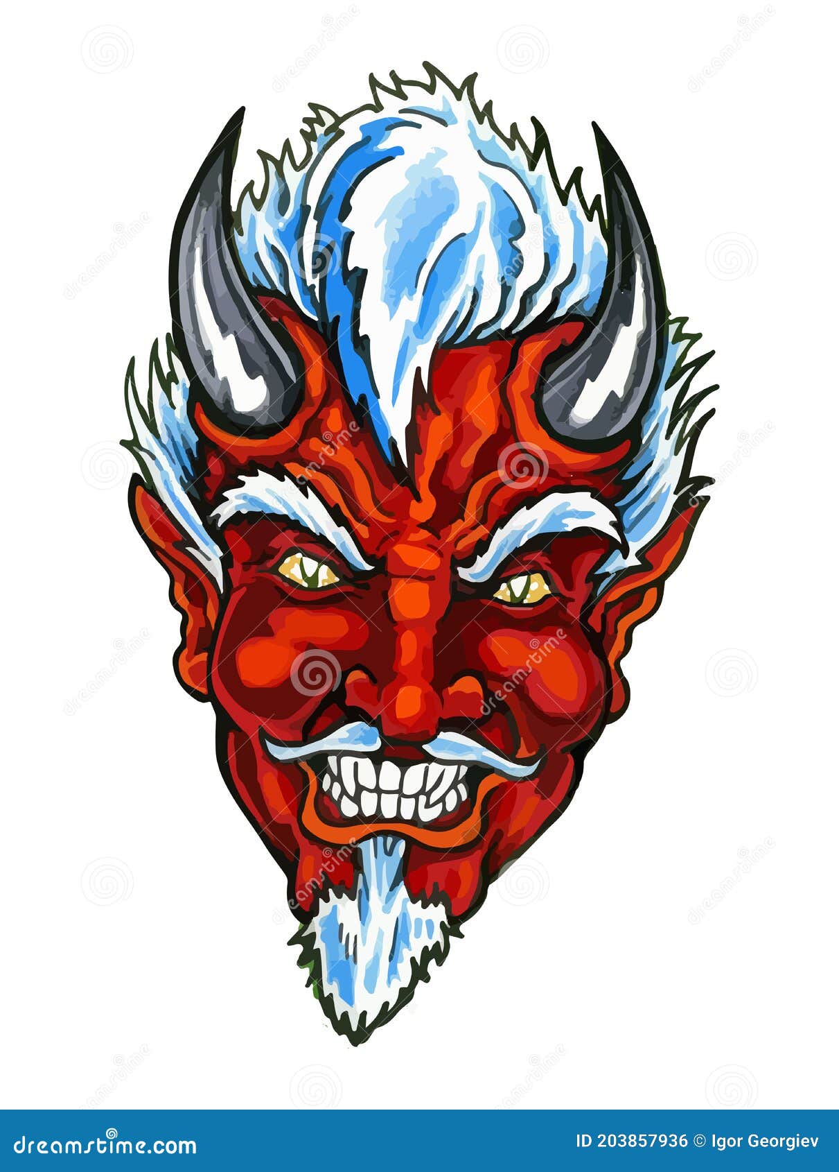 Devil Tattoo. Set of Labels and Elements. Vector Set Illustration ...