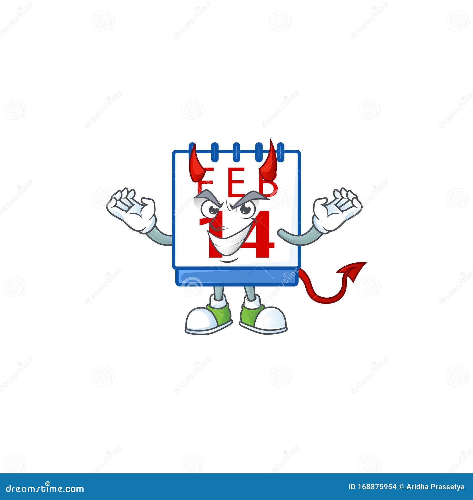 Devil 14th Valentine Calendar Cartoon Character Design Stock Vector ...
