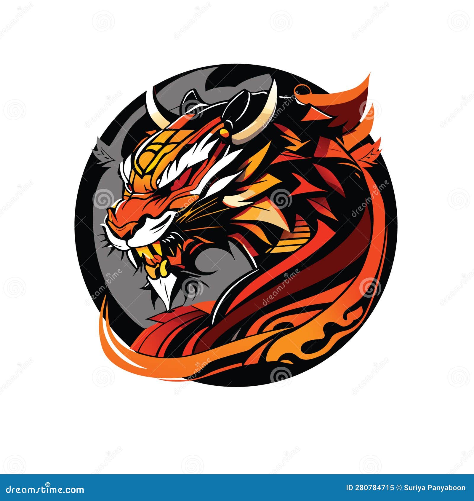 Devil Tiger Logo Vector Illustration Stock Vector - Illustration of ...