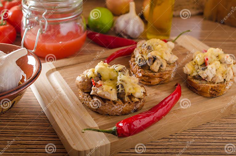 Devil toast with chicken stock photo. Image of slice - 68156112