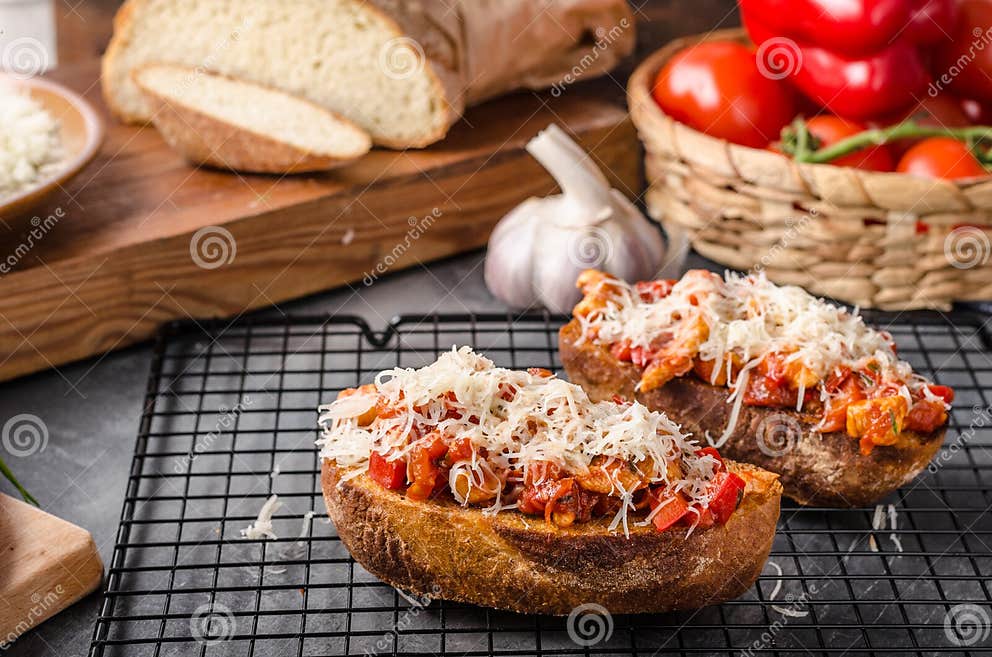 Devil Toast Vegetable Chicken Cheese Stock Image - Image of breakfast ...
