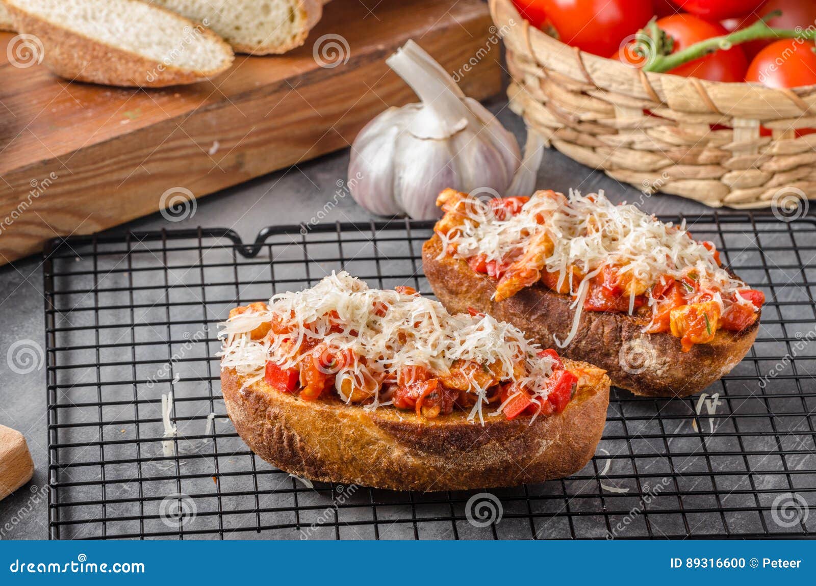 Devil Toast Vegetable Chicken Cheese Stock Photo - Image of bread ...