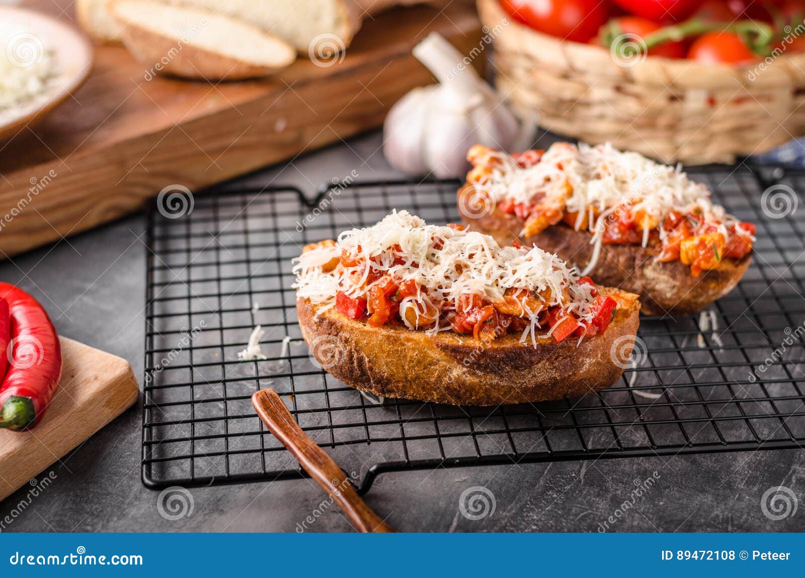 Devil Toast Vegetable Chicken Cheese Stock Photo - Image of parmesan ...