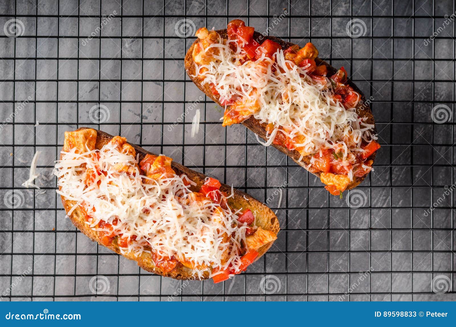 Devil Toast Vegetable Chicken Cheese Stock Image - Image of green ...