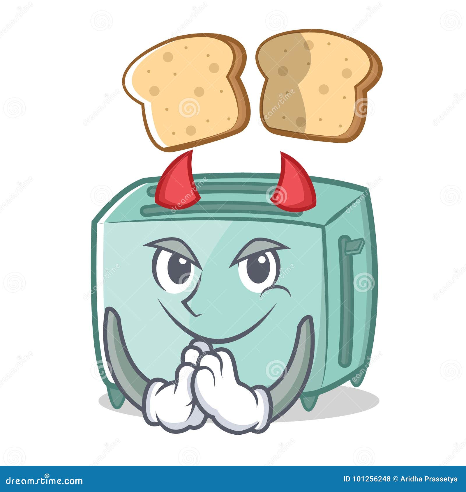 Devil Toaster Character Cartoon Style Stock Vector - Illustration of ...