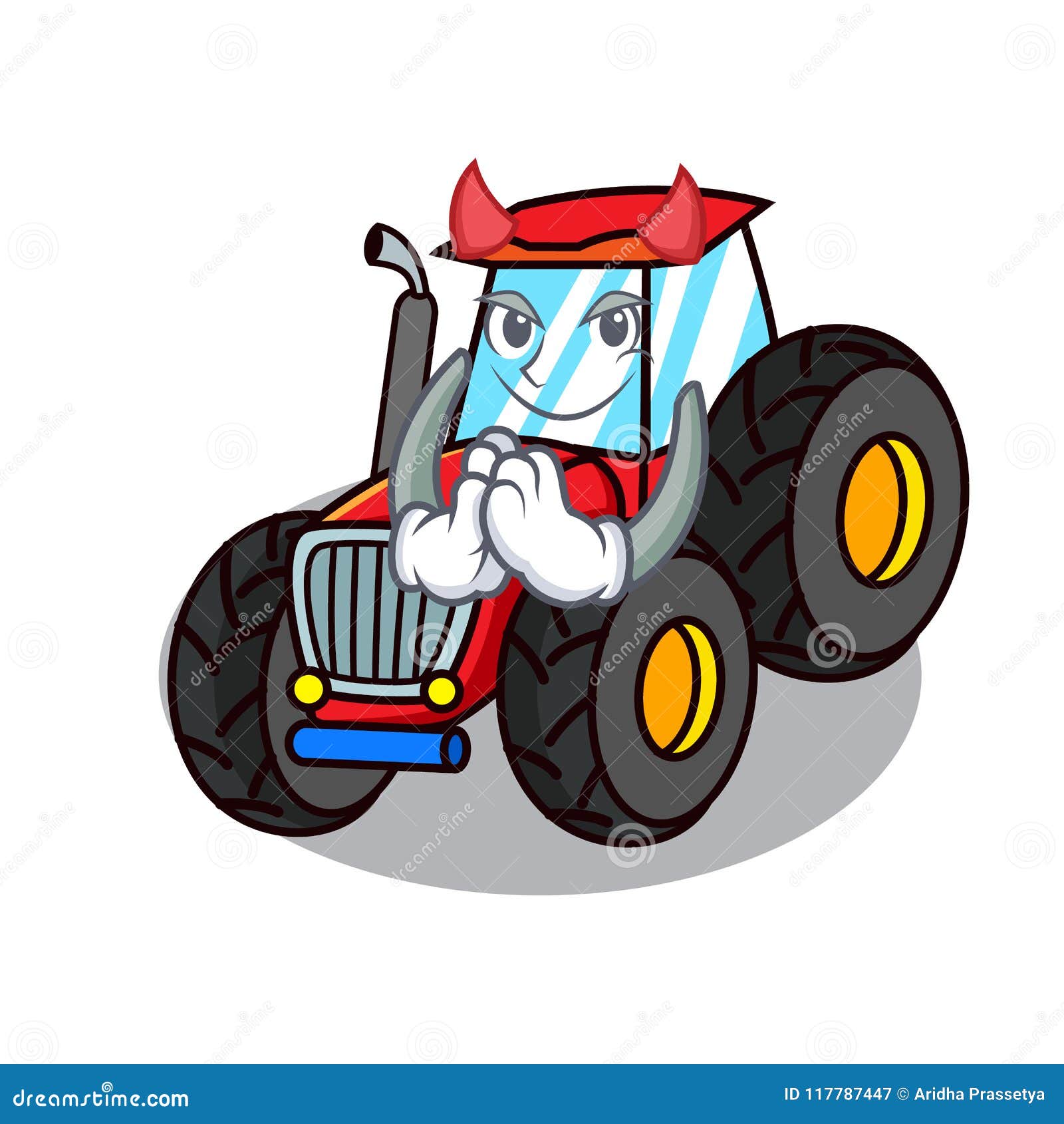 Devil Tractor Mascot Cartoon Style Stock Vector - Illustration of cute ...