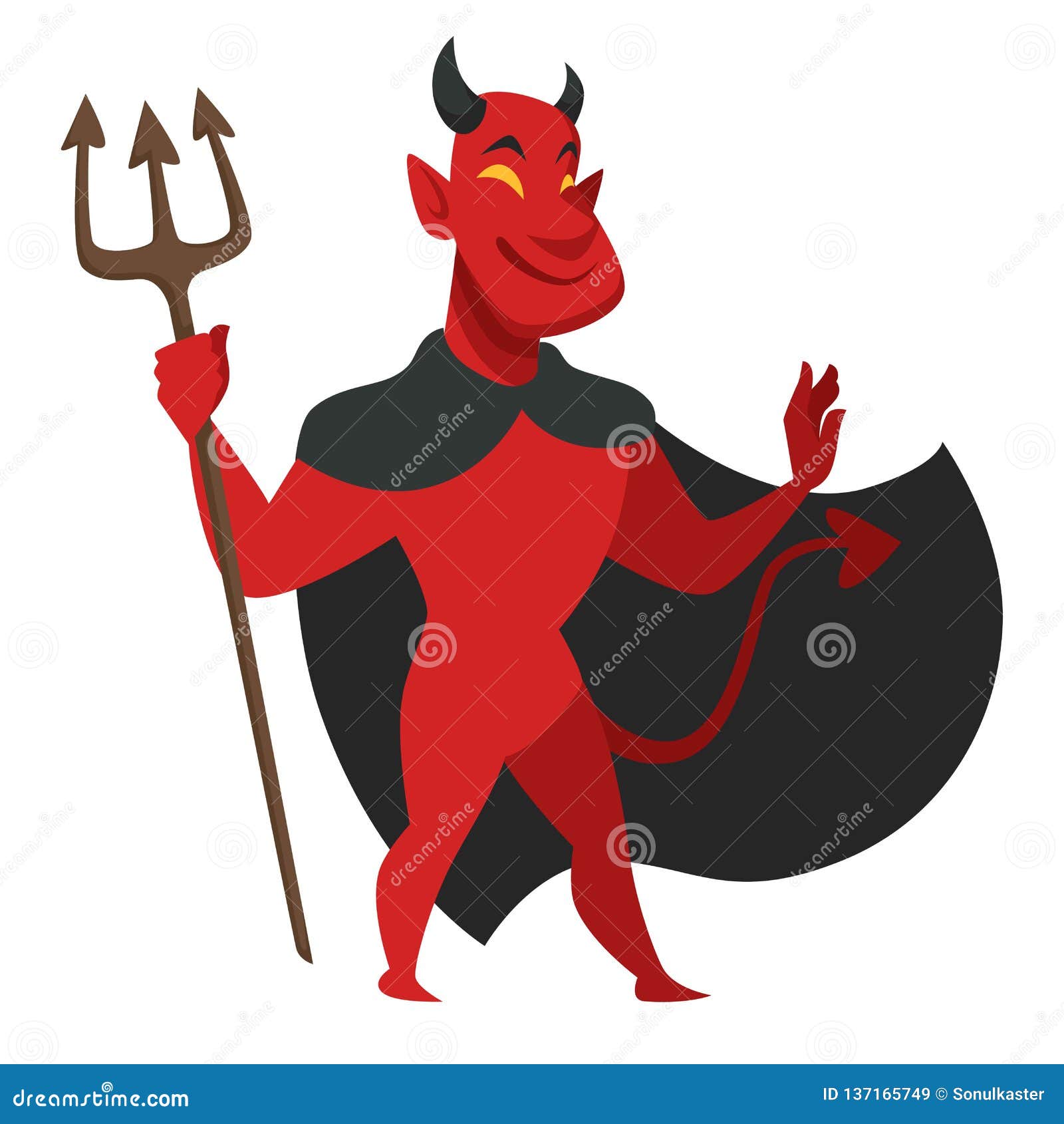 Devil with Trident in Black Cloak Evil Character Stock Vector ...