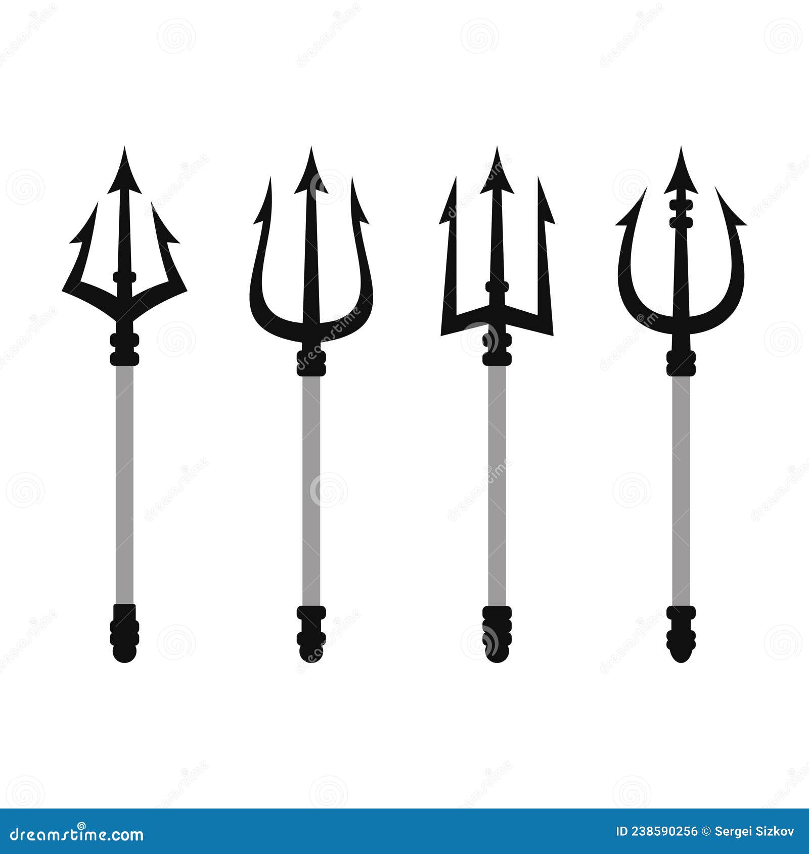 Devil Trident Set on White Background. Vector Stock Vector ...