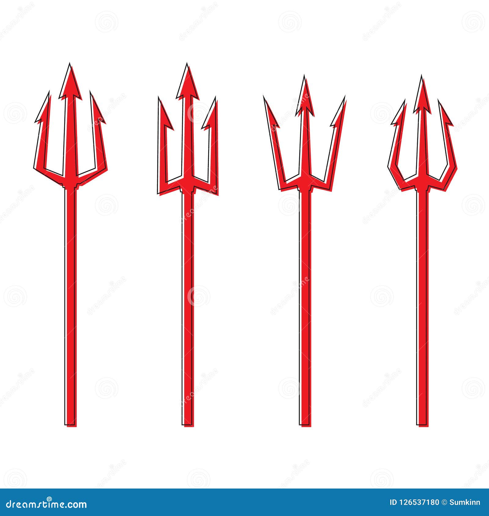 Devil Trident Vector stock vector. Illustration of concept - 126537180