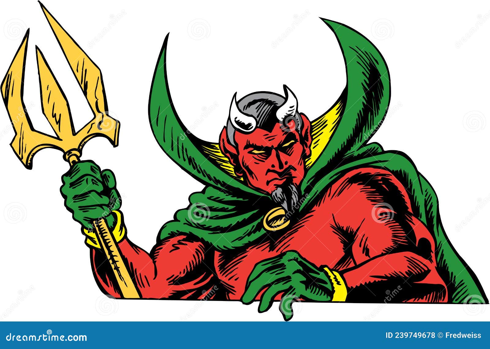 Devil with Trident Vector Illustration Stock Vector - Illustration of ...