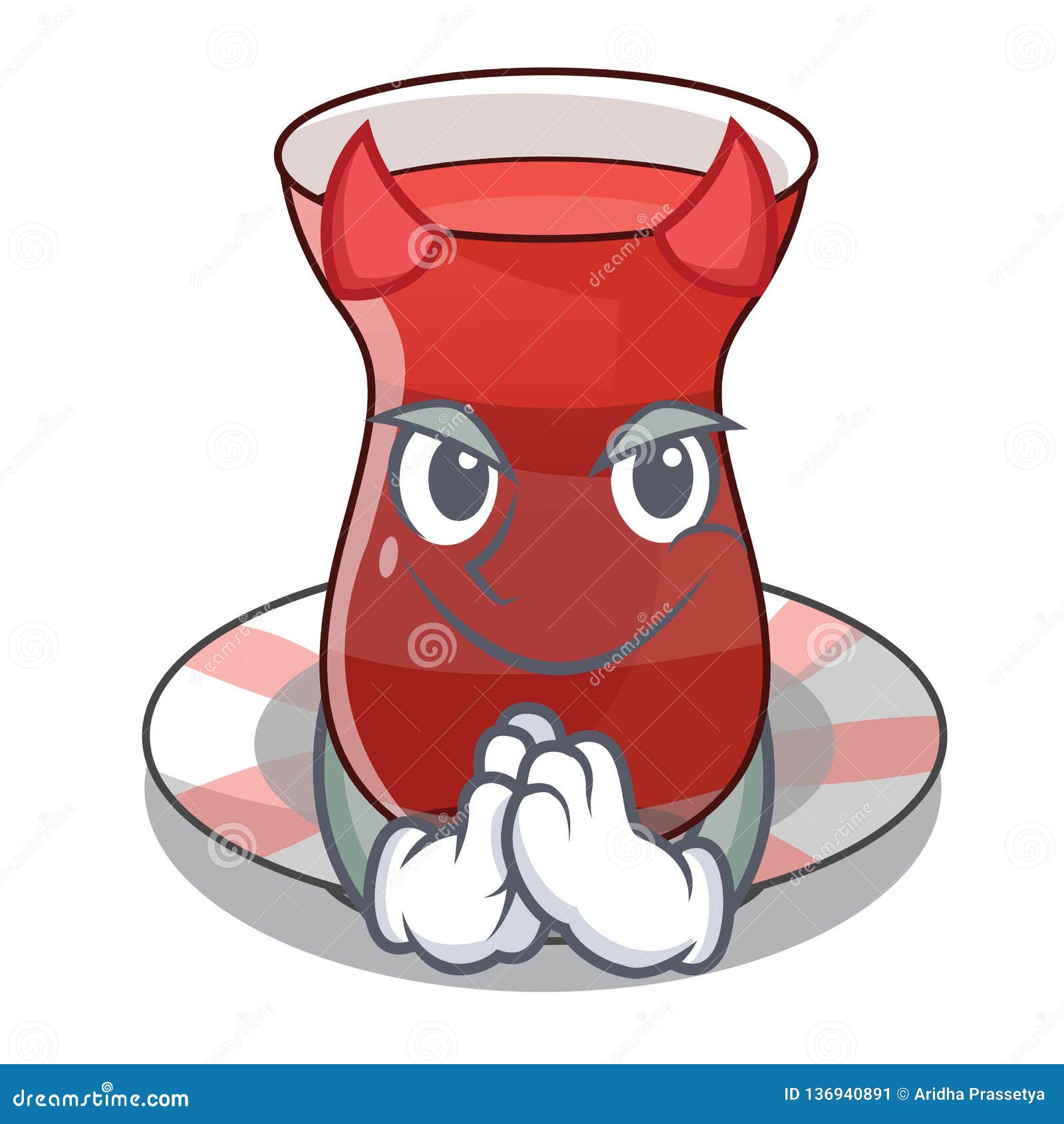 Devil Turkish Tea in the Saucer Characters Stock Vector - Illustration ...