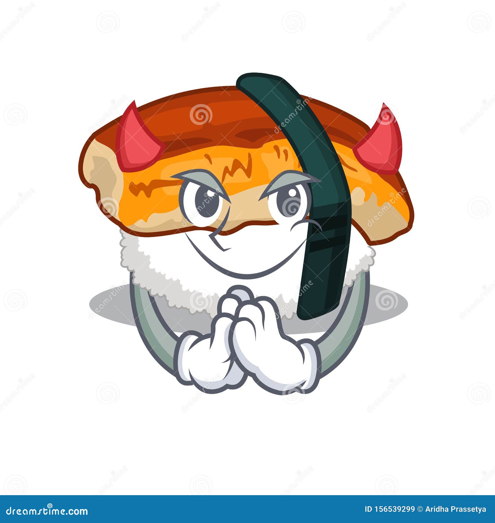 Devil Ika Sushi In The Cartoon Shape Vector Illustration ...