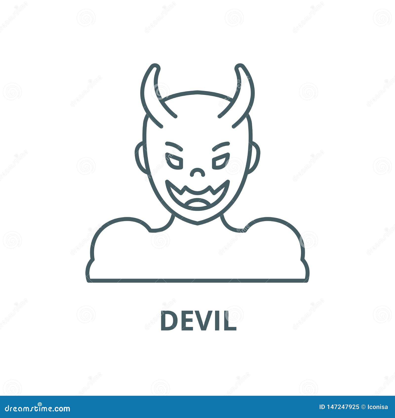 Devil Vector Line Icon, Linear Concept, Outline Sign, Symbol Stock ...