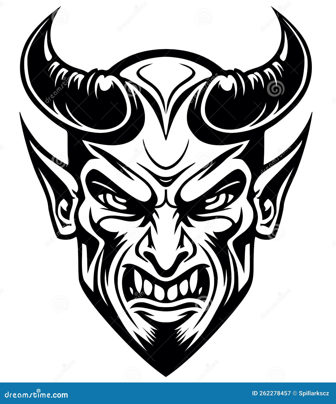 Devil Vector Icon in Black and White Stock Vector - Illustration of ...