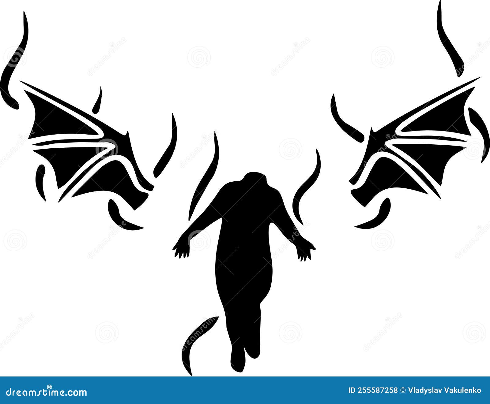 Devil Vector Stencil, Black and White Stock Vector - Illustration of ...