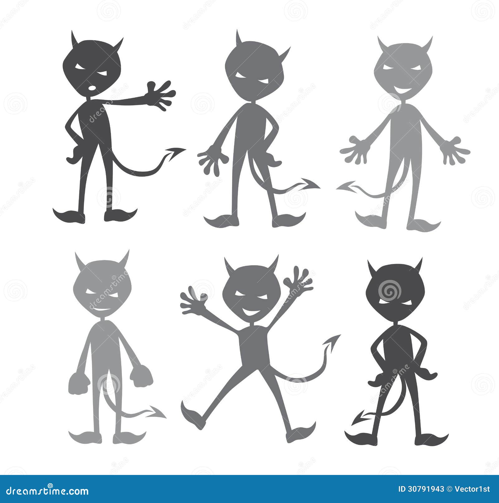 Devil vintage art set stock vector. Illustration of demon - 30791943