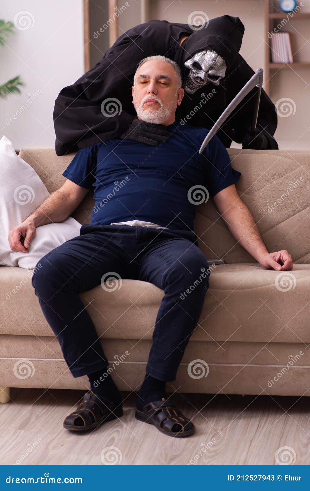 Devil Visting Old Dying Man at Home Stock Image - Image of horror, hell ...