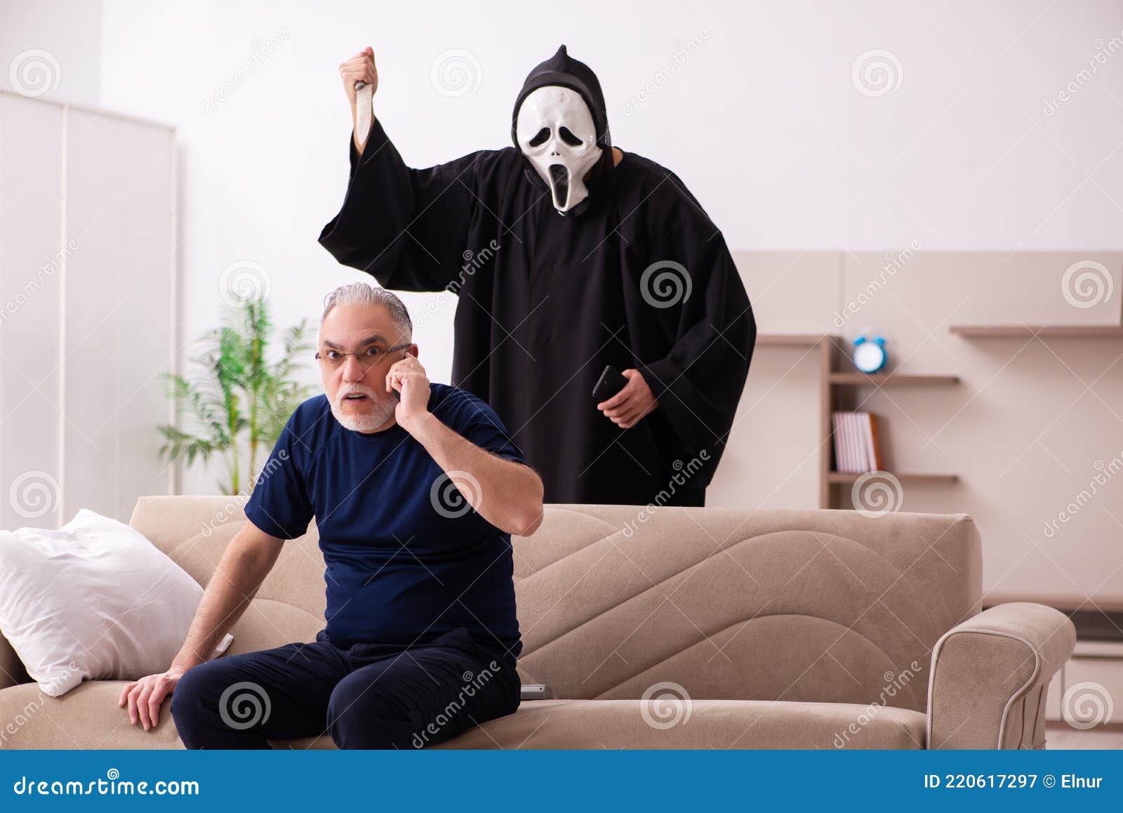 Devil Visting Old Dying Man at Home Stock Image - Image of sick, dying ...